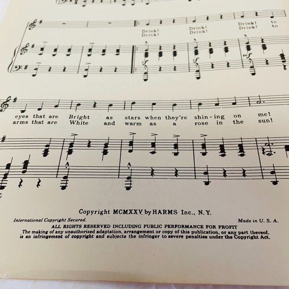 Other | Vintage Dorothy Donnelly Sigmund Romberg Sheet Music Drinking ...